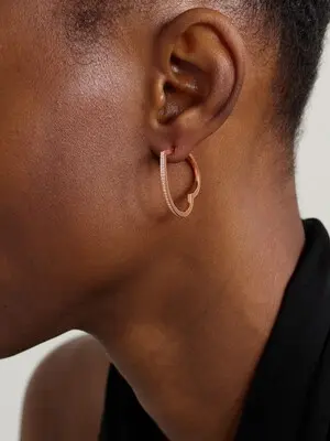 REPOSSI Antifer Large Heart Earring In 18-karat Rose And Diamonds