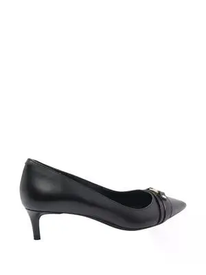 Michael Kors Leather Logo Plaque Kitten Heel Pumps