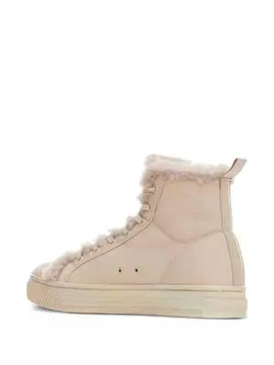 GIANVITO ROSSI Shearling Trimmed Lace-up Leather Boots
