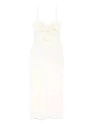 Magda Butrym Floral-appliqué Midi Dress - Neutrals