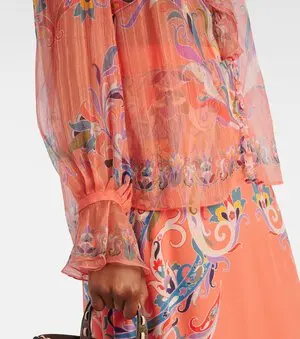 Etro Printed Ruffled Silk Blouse