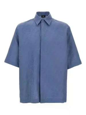 Fendi Ff-motif Short-sleeved Shirt - Blue