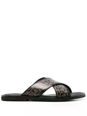 FERRAGAMO Gancini Crossover Strap Sandals - Black