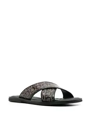 FERRAGAMO Gancini Crossover Strap Sandals - Black