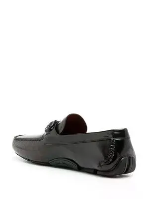 FERRAGAMO Gancini Plaque Leather Loafers