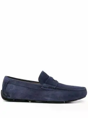 FERRAGAMO Newton Suede Driver Shoes - Blue