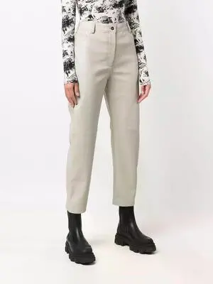 Stella McCartney Hailey Cropped Faux Leather Trousers - Neutrals