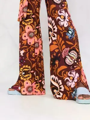 La DoubleJ Belted Floral Flare Trousers