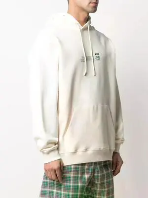 MSGM Cream Organic Cotton Future Print Hoodie