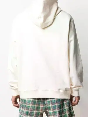 MSGM Cream Organic Cotton Future Print Hoodie