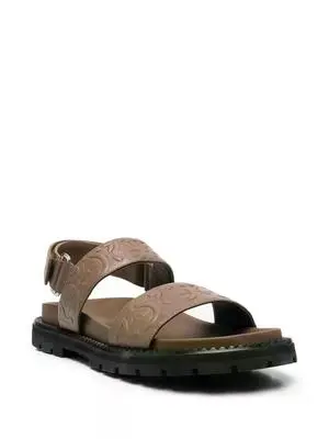 FERRAGAMO Gancini Debossed Leather Sandals