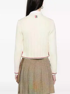 Thom Browne Merino Wool V-neck Cardigan With Rwb Stripe Detailing