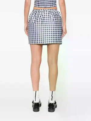 SELF-PORTRAIT Gingham Pleated Mini Skirt