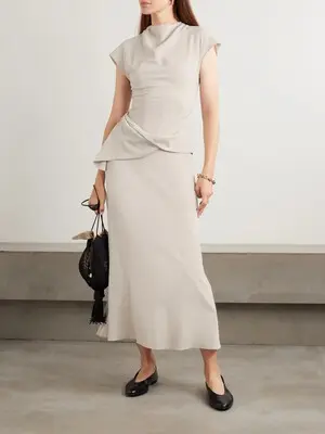 Tove Clem Draped Crepe Maxi Dress
