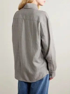 THE ELDER STATESMAN Oversized Wool And Cashmere-blend Shirt - Silver