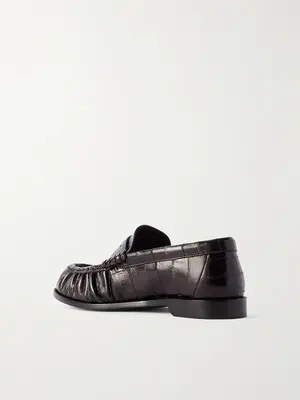 Saint Laurent Le Loafer Embellished Eel Loafers - Brown