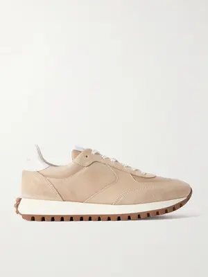 GIANVITO ROSSI Gianvito Rossi Gravel Suede, Leather And Shell Lace Up Sneakers Neutrals