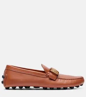 TOD'S Gommino Leather Driving Shoes With Gold Tone Hardware