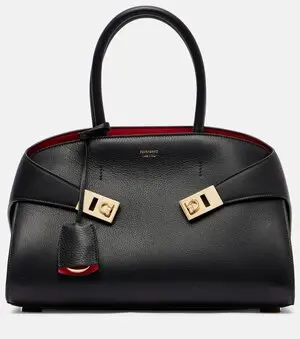 FERRAGAMO Hug Leather Tote Bag - Black