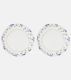 SERAX Midnight Flowers Anemone Milk Set Of 2 Dinner Plates Marni - Multicoloured