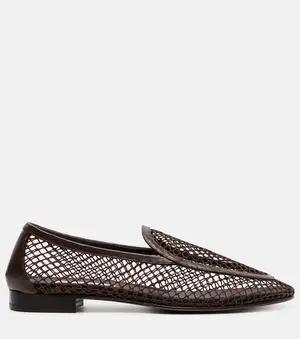 AQUAZZURA Saint Germain Leather-trimmed Moccasins