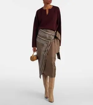 Max Mara Striped Silk Wrap Skirt