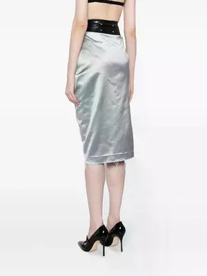 MAISON MARGIELA Deconstructed Satin Pencil Skirt - Blue