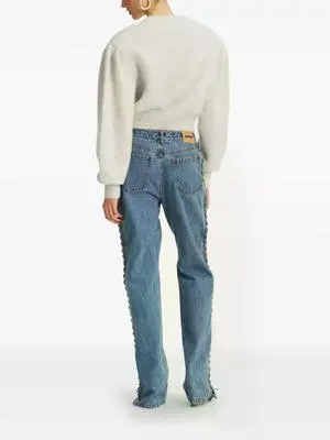 ROTATE BY BIRGER CHRISTENSEN Rose Embellished Puff Sleeve Cardigan - Grey