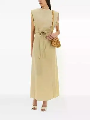 ALYSI Padded Shoulder Belted Maxi Dress