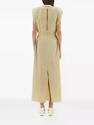 ALYSI Padded Shoulder Belted Maxi Dress