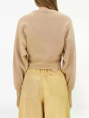 ALYSI Round Neck Cropped Cotton Sweater
