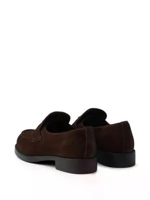 Prada Suede Loafers With Enamelled Triangle Logo - Brown