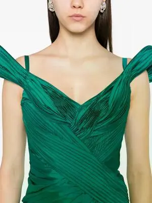 TARIK EDIZ Pleated-shoulder Maxi Dress