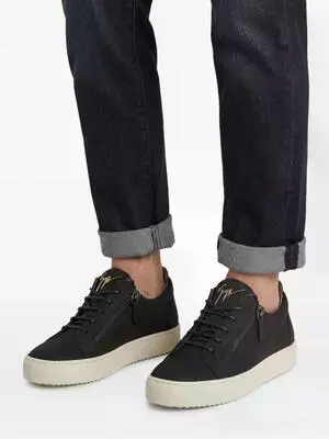 GIUSEPPE ZANOTTI Zip-detail Lace-up Sneakers - Black