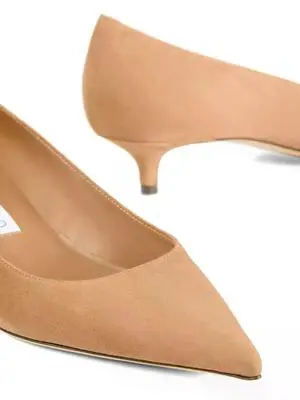 JIMMY CHOO Amelia Pointed Toe Kitten Heel Pumps - Neutrals