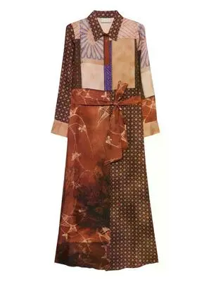 PIERRE-LOUIS MASCIA Aloe Patchwork Belted Dress