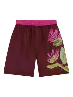 PIERRE-LOUIS MASCIA Floral-print Elastic-waist Shorts - Red