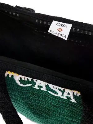 Casablanca Lettering Crochet Tote Bag - Green