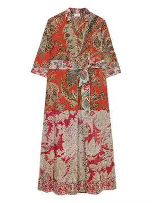 PIERRE-LOUIS MASCIA Diomedes Paisley-print Belted Dress - Red