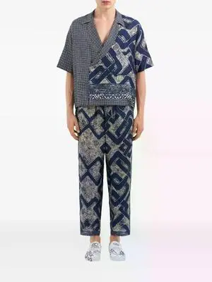 PIERRE-LOUIS MASCIA Short Sleeve Geometric Print Shirt - Blue
