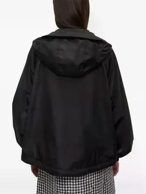 GANNI Hooded Jacket With Logo Patch - Black