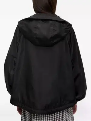 GANNI Hooded Jacket With Logo Patch - Black