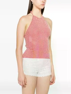 Hunza G Gingham Halterneck Top - Red