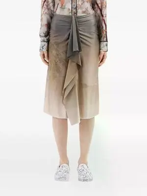 PIERRE-LOUIS MASCIA Draped Print Silk-blend Skirt - Neutrals