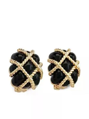 KENNETH JAY LANE Quilted Clip-On Earrings Black