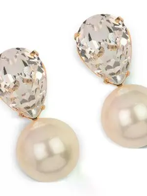 JENNIFER BEHR Crystal Pearl Drop Earrings - Neutrals