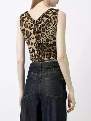 Dolce & Gabbana Leopard Print Draped Crop Top