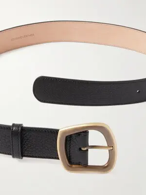 Gabriela Hearst Simone Textured Leather Belt With Gold-tone Buckle