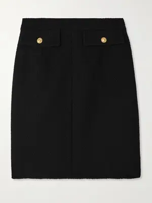 Chloé Button-embellished Wool-blend Bouclé Mini Skirt - Black