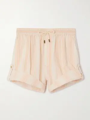 Chloé Striped Cotton-poplin Shorts - Pink